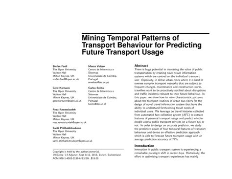 Pdf Mining Temporal Patterns Of Transport Behaviour For Predicting