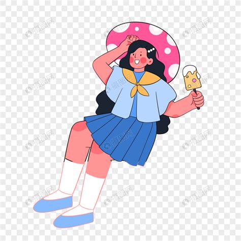 아이스크림을 먹는 소녀 Png 일러스트 무료 다운로드 Lovepik