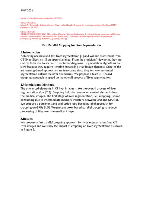 Pdf Fast Parallel Cropping For Liver Segmentation