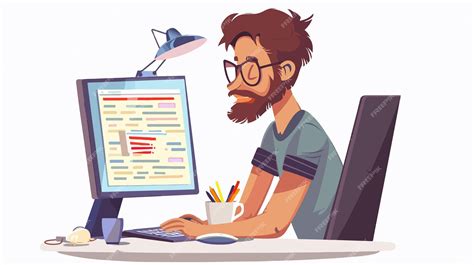 Professional Software Developer Working On Code Premium Ai Generated Vector