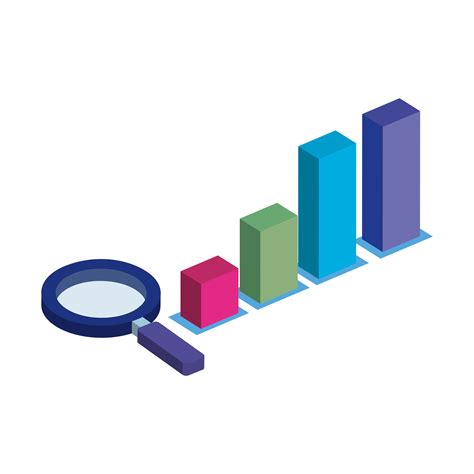 Bars Statistical Graph With Magnifying Glass Isolated Icon 1952194 Vector Art At Vecteezy
