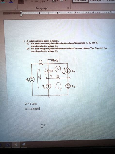 Solved A Resistive Circuit Is Shown In Figure 1 Use Mesh Current Analysis To Determine The