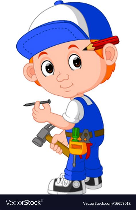 Cute Carpenter Cartoon Royalty Free Vector Image