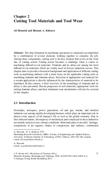 Pdf Cutting Tool Materials And Tool Wear