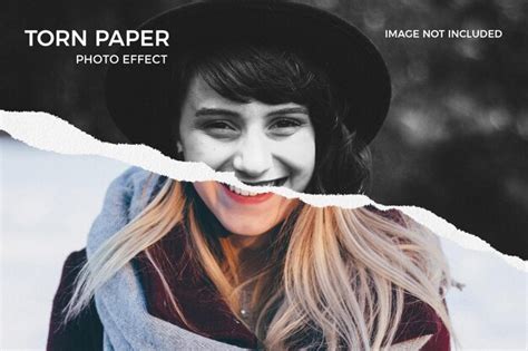 찢어진 종이 사진 효과 템플릿 프리미엄 Psd 파일