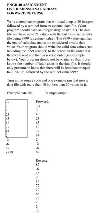 Solved Engr 40 Assignment One Dimensional Arrays