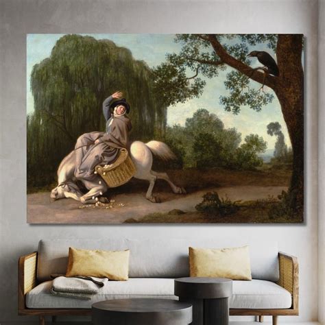 The Farmers Wife And The Raven George Stubbs Canvas Print