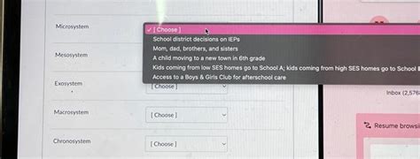 Solved Microsystem Mesosystem [choose] School District