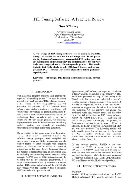 Pdf Pid Tuning Software A Practical Review
