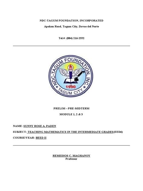 Mathematics In Intermediate Grades Module 1 Pdf Division Mathematics Multiplication
