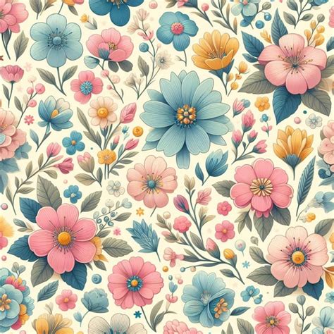 Delicados Padrões De Ilustração De Impressão Floral Vetor Premium