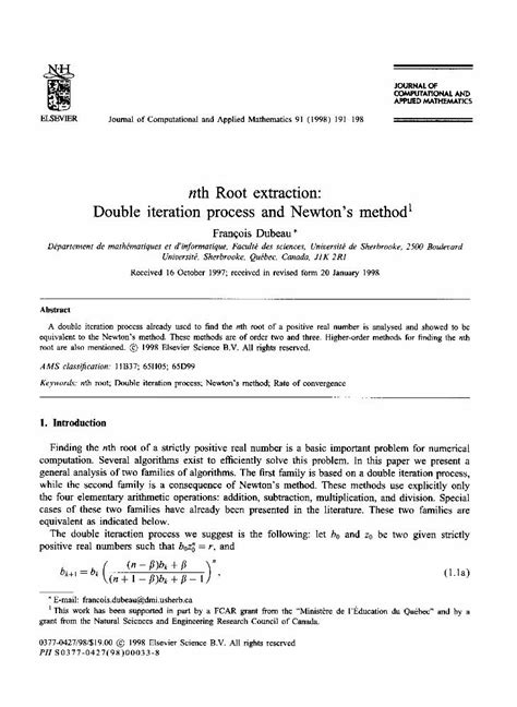 Pdf Nth Root Extraction Double Iteration Process And Newtons Method