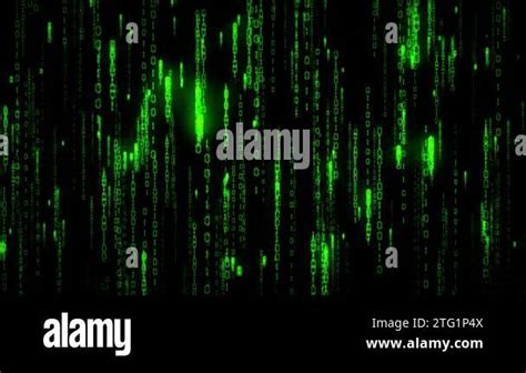 Binary Code Green Background With Digits Moving On Screen Animation