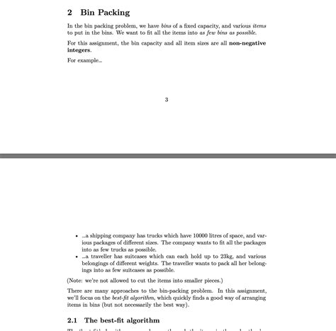 Solved 2 Bin Packing In The Bin Packing Problem We Have