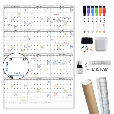 Dry Erase Wall Calendar 38x26 Inches Blank Undated