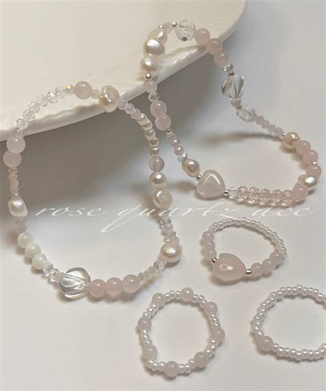 [여름신상] 92 5silver 트윙클 연애원석 로즈쿼츠 반지and팔찌 에이블리