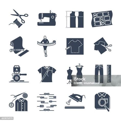 設置的黑色圖示服裝服裝服裝製造向量圖形及更多改變圖片 改變 縫紉 裁縫師 Istock