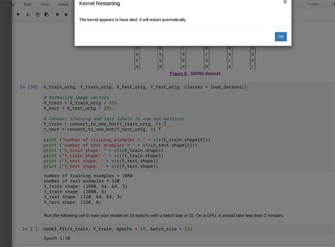 Modelfit Kernel Died Convolutional Neural Networks Deeplearningai