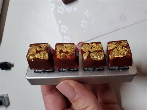 Red Wine Gold Foil Keycaps Made For A Customer Rkeycaps