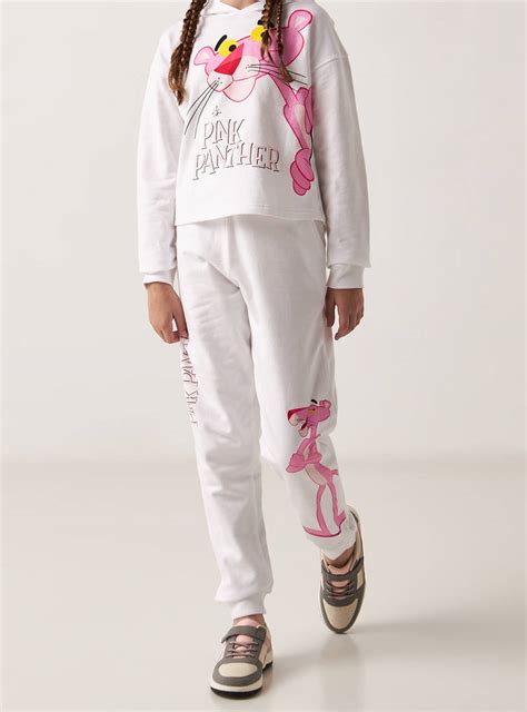 تسوق بنطلون رياضي برباط إغلاق وجيوب وطبعات بينك بانثر اون لاين ماكس