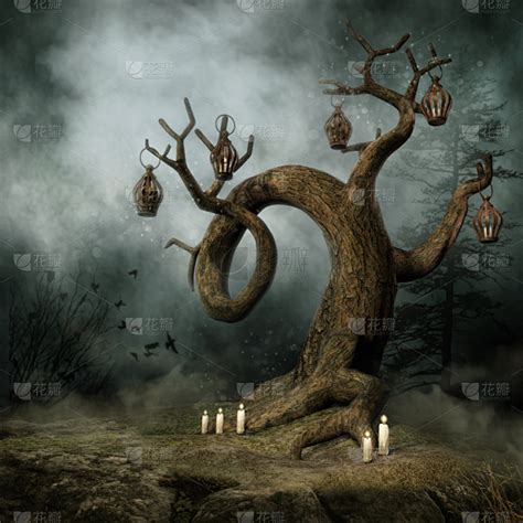 灯笼蜡烛地形夜晚无人绘画插图古老的灯方形画幅2015年