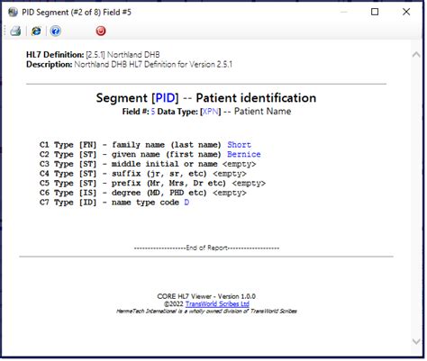 Free HL7 Viewer Main Window
