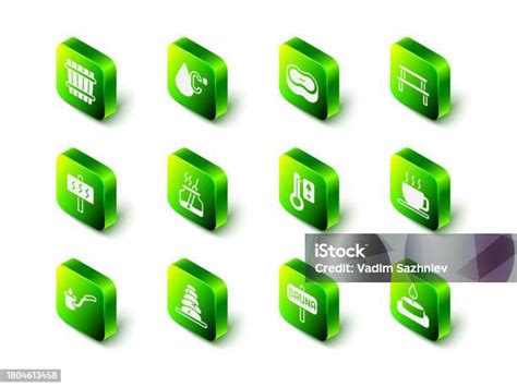 수온 비누 바 사우나 나무 벤치 컵 티 아로마 캔들 온도계 및 스택 핫 스톤 아이콘을 설정합니다 벡터 3차원 형태에 대한 스톡 벡터 아트 및 기타 이미지 Istock