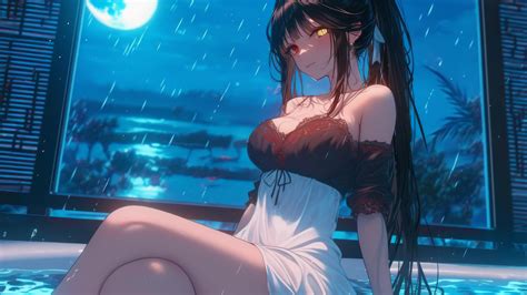 K Hd Wallpaper Kurumi Tokisaki In Tub Under Moonlight