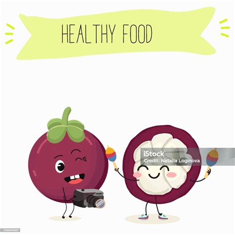 벡터 만화 캐릭터 망고스틴 재미 야채 과일 신선한 수확 이국적인 유기농 채식 제품 어린이 생일 가격표 스티커 0명에 대한 스톡 벡터 아트 및 기타 이미지 Istock