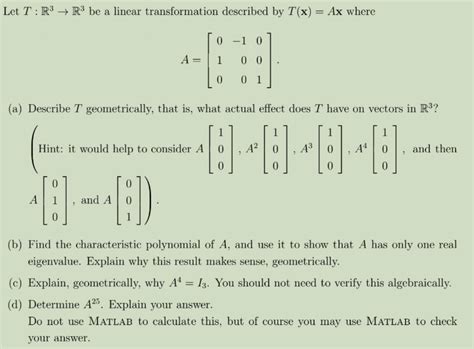 Solved Let T R R Be A Linear Transformation Described By Chegg Com