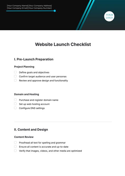 Free Sample Website Launch Checklist Template To Edit Online