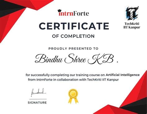 Artificialintelligence Techkriti Iitkanpur Intrnforte Learning Ai… Bindhu Shree K B