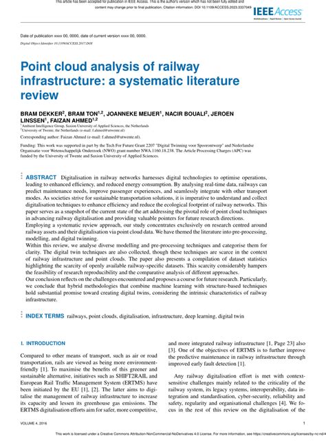 Pdf Point Cloud Analysis Of Railway Infrastructure A Systematic
