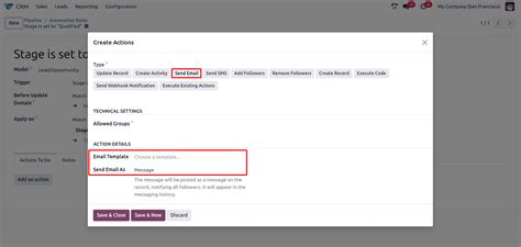 how to apply automation rules in odoo 18 crm stages