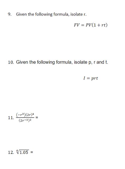 Solved 9 Given The Following Formula Isolate R