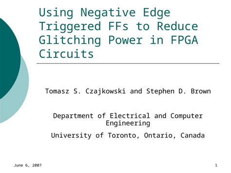 ppt using negative edge triggered ffs to reduce glitching power in fpga circuits pdfslide