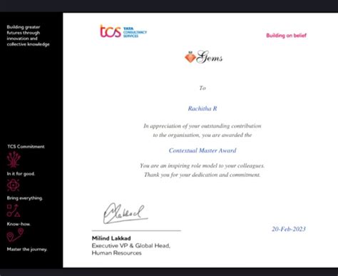 Rachitha R On Linkedin Tcscontexualmaster