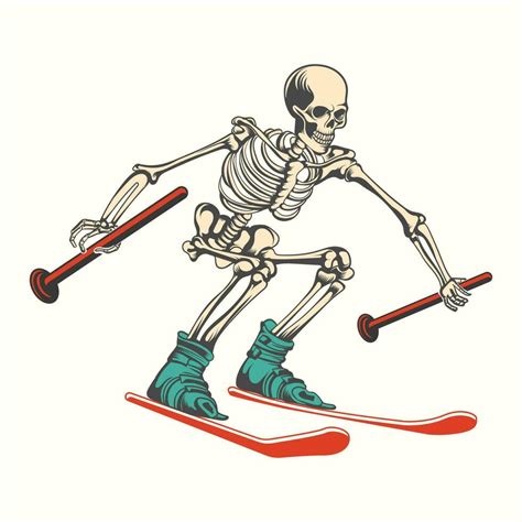 A Skeleton Skull Sking With Snow Winter Sport Vector Design 34385569