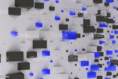흰색 바탕에 임의의 크기의 검정 흰색 파란색 직사각형 모양 0명에 대한 스톡 벡터 아트 및 기타 이미지 0명 3차원 형태 개념 Istock