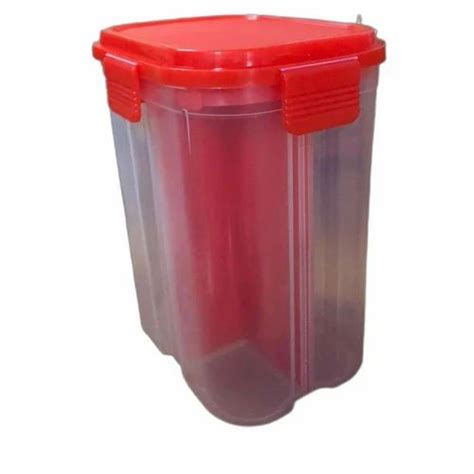 Red And Transparent Plastic Storage Container Rectangle Size Dimension 5inchex3inchx5inch