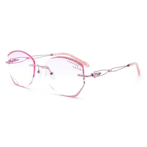 Reven Jate Womens Eyeglasses Titanium Rimless Diamond Cutting Fuzweb