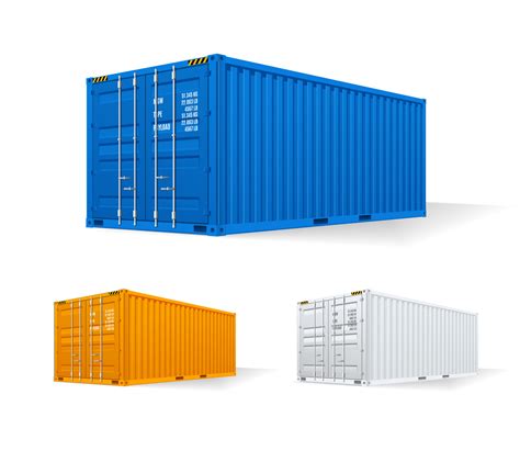 Realistic Detailed 3d Shipping Cargo Container Set Vector 15936780 Vector Art At Vecteezy