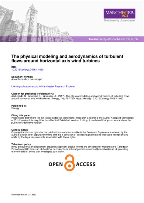 Pdf The Physical Modelling And Aerodynamics Of Turbulent Flows Around Horizontal Axis Wind