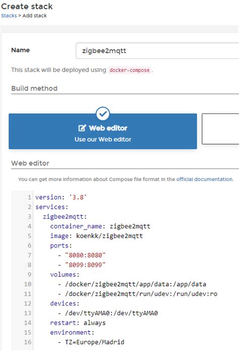 Zigbee2mqtt Docker