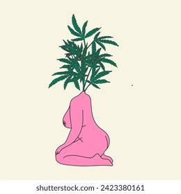 Colorful Naked Woman Body Bush Plant Stock Vector Royalty Free Shutterstock