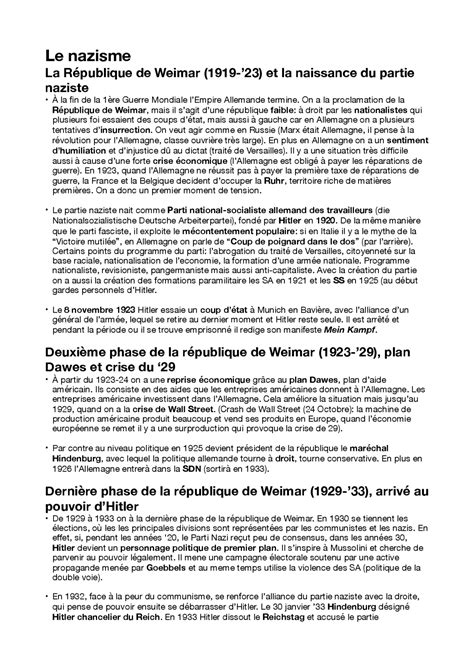 Les étapes De La Montée Du Nazisme Appunti Di Storia Docsity