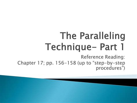 Ppt The Paralleling Technique Part 1 Powerpoint Presentation Free Download Id 2675567