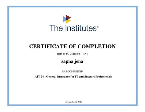 Sapna Jena On Linkedin Successfully Completed Ait 24 General Insurance For It And Support