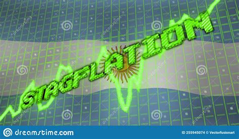 Image Of Data Processing And Stagflation Text Over Flag Of Argentina