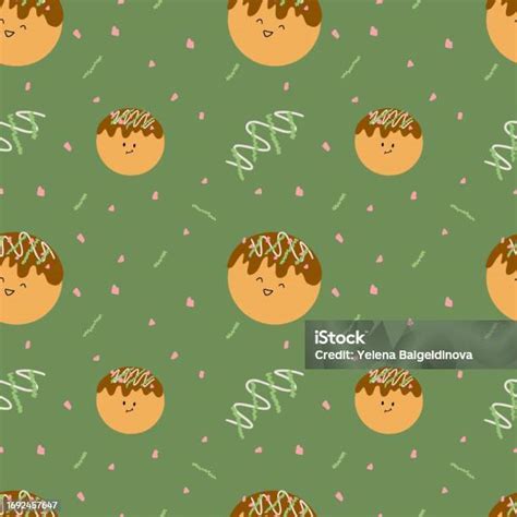 아시아 요리 타코야키 문어 공 일본식 주방 귀여운 캐릭터 원활한 낙서 그림입니다 패브릭 디자인 포장지 또는 배경 벡터 0명에 대한 스톡 벡터 아트 및 기타 이미지 Istock